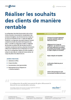 Le configurateur de produits de l'ERP Proalpha